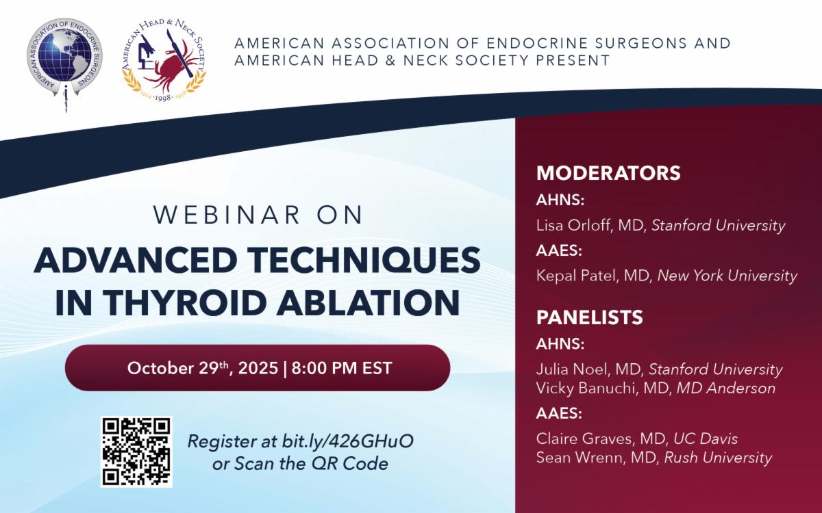Join Us October 29th! AHNS and AAES Collaborative Webinar on Advanced ...